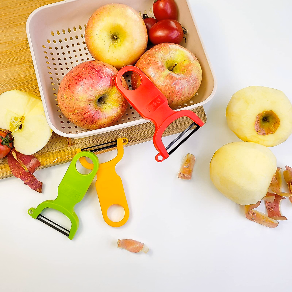 Original Vegetable Peeler Carbon Steel Blade 3-Pack Red/Green/Yellow