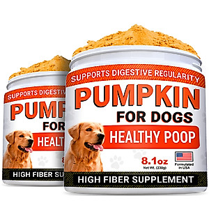 Pumpkin for Dogs - Pack of 2 - 16.2oz High Fiber Powder Supplement - Stool Consistency and Softener - Diarrhea, Constipation, Upset Stomach, Food Sensitivity, Scoot - Digestion Support - Made in USA