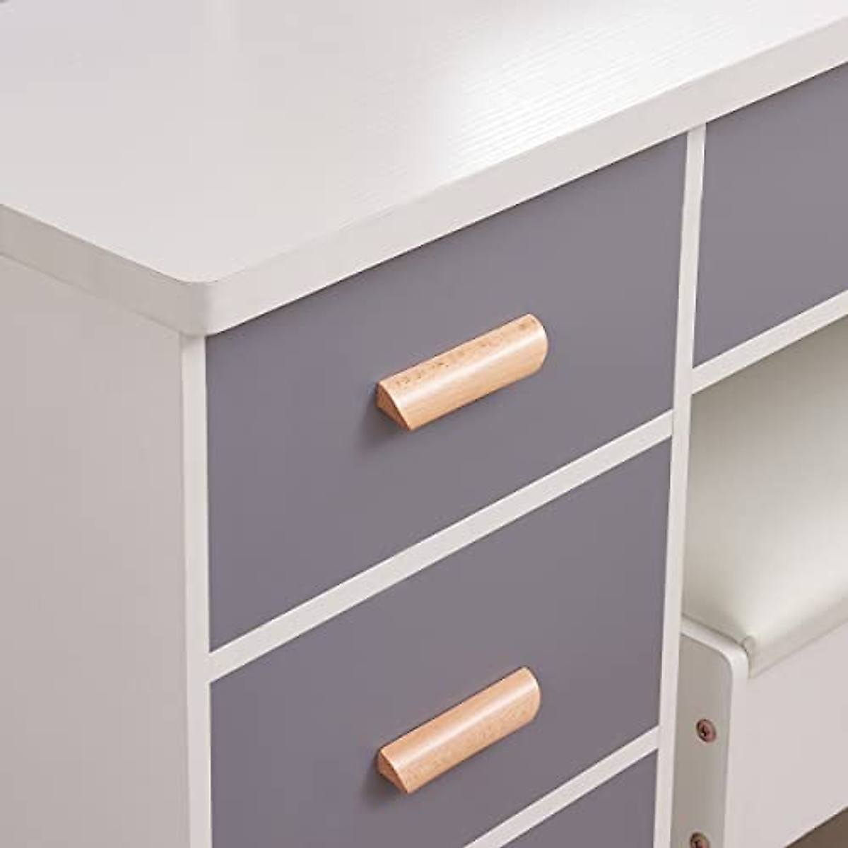 Vanity Desk Set with Mirror Hidden Storage,5 Drawers, Vanities Dressing Makeup Table with 3 Storage Cabinet, Vanity Set for Bedroom Studio White