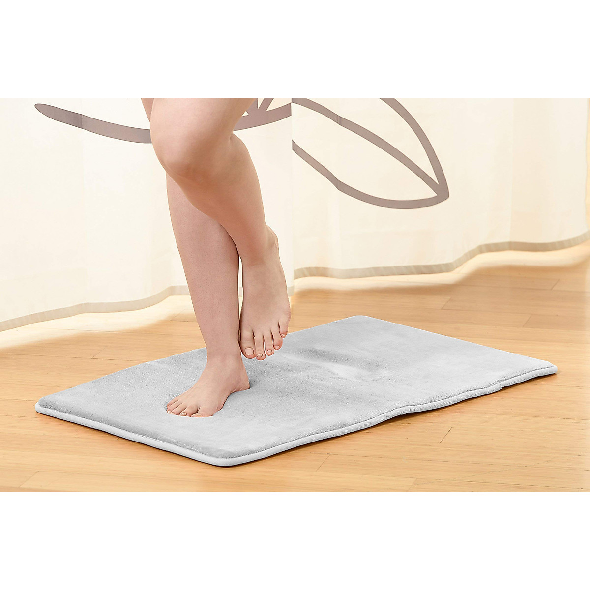 Bathroom Rug Mat Set 3 Pc - Memory Foam Plush Carpet Mats–Water Absorbent U-Shaped Bath Mats Lid Cover - Non Slip, Fast Dry Beauty The Beast Rose Rug Mat