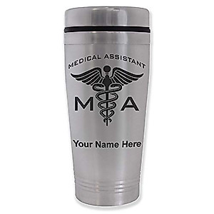 LaserGram 16oz Commuter Mug, MA Medical Assistant, Personalized Engraving Included