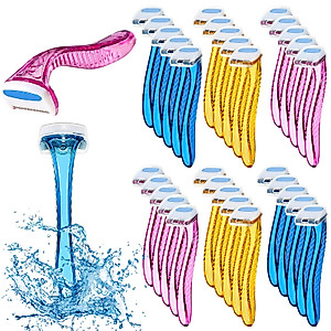 Honoson 30 Pieces Bikini Razors Bikini Trimmer for Women Small Disposable Travel Accessories Armpit Hair Removal Beauty for Body Cosmetic Tool(Light Blue, Light Yellow, Light Pink, Rose, Deep Pink)