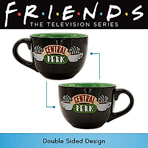 Silver Buffalo FRIENDS Central Perk Black Ceramic Mug Oversized for Coffee, Soup, 24 Ounces