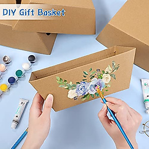 TURSTIN 16 Pieces Gift Basket Empty Cardboard Gift Basket with Handles Rectangular Market Tray Basket Holder Container for Christmas Wedding Holiday Display Gift to Impress, Kraft