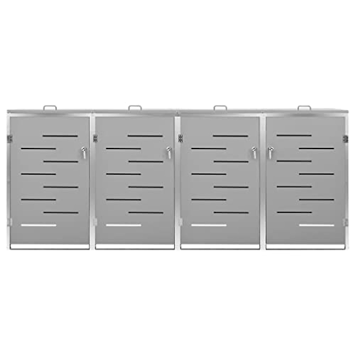 vidaXL Quadruple Wheelie Bin Shed 108.9"x30.5"x45.5" Stainless Steel