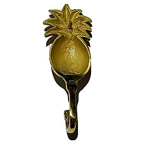 4-1/4" Pineapple Fruit Strong Hook Hanger Shiny Solid Brass Coat Hat Hanger #Q11