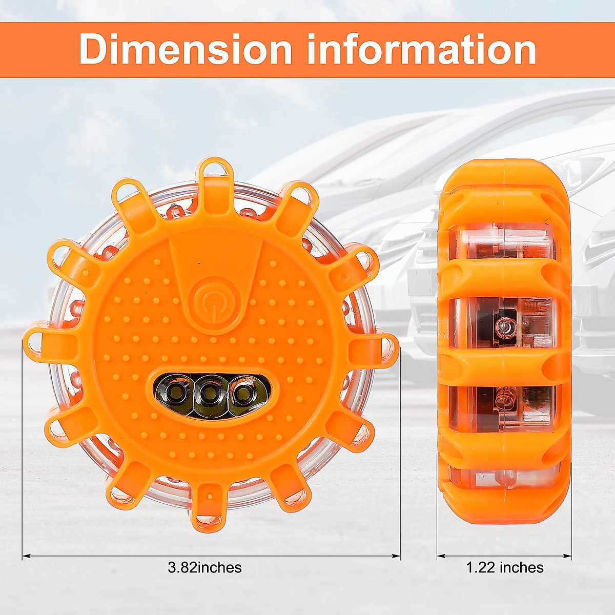 Tallew 12 Pack Flare Light LED Road Safety Flashing Warning Kit Roadside Emergency Beacon Magnet Hook Vehicle Boat Truck Disc Magnetic Flash Cars Security Driveway Automotive Strobe