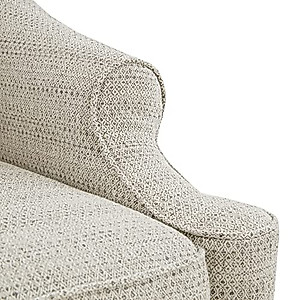 Madison Park Swivel Glider Chair for Living Room, High Back Bedroom Lounge Foam Seat Cushion Upholstered, Nursery Furniture, Metal Base, Fully Assembled, 29.5" W x 30.25" D x 34.5" H, Tan