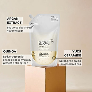 NATURELAB. TOKYO Perfect Smooth Shampoo: Eco-Friendly Refill Pouch: Weightless Frizz Control for Smoother, Healthier Hair and Scalp I 22.9 FL OZ / 680ml