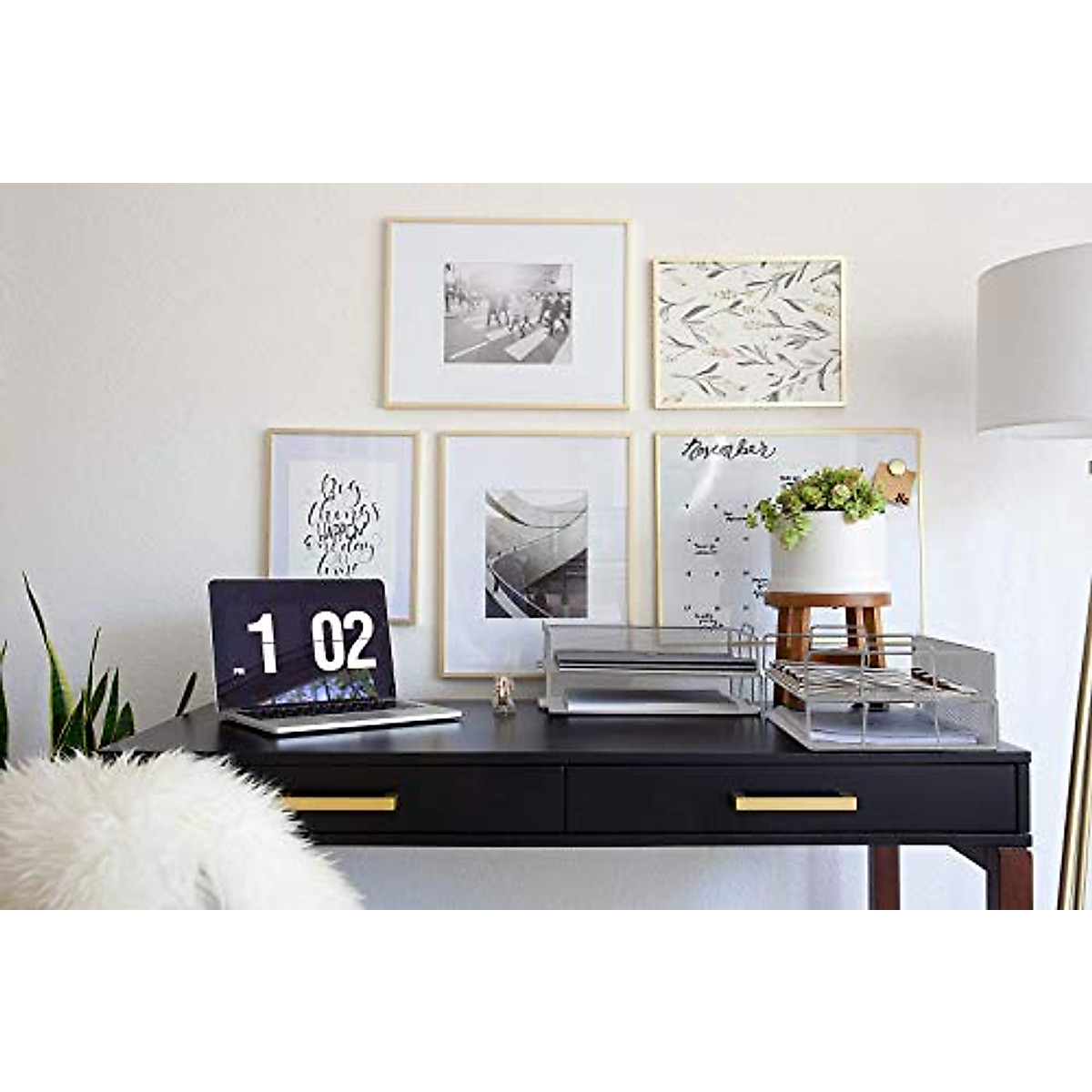 Blu Monaco Desk Organizers and Accessories Stackable Paper Tray - 4 Tier Stackable Letter Trays - Silver Metal Mesh File Holder Organizer