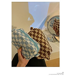 Small Cosmetic Bag Cute Makeup Bag Y2k Accessories Aesthetic Make Up Bag Y2k Purse Cosmetic Bag for Purse (Blue)