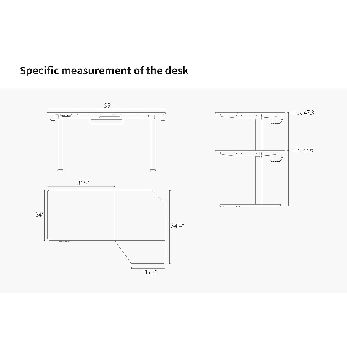 BANTI 55 Inches L-Shaped Electric Standing Desk, White Top/White Frame Height Adjustable Stand up Table, Home Office Sit to Stand Desk with Splice Board