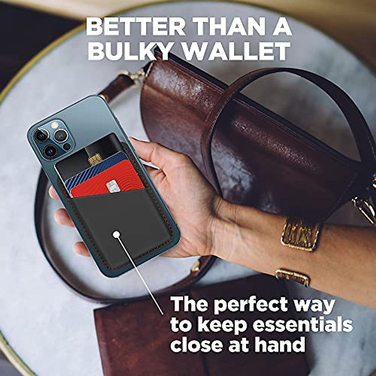 VIBESIDE Magsafe Wallet Compatible with iPhone 14 & iPhone 13 Pro Max – Mag Safe Secure Credit Card Holder – Vegan Leather. Magnetic Card Wallet Holder - Apple iPhone 14,13,12 Compatible Brown