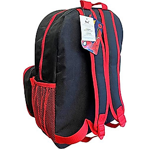 Ruz Spiderman Boy's 16 Inch Backpack With Removable Matching Lunch Box (Black-Red)