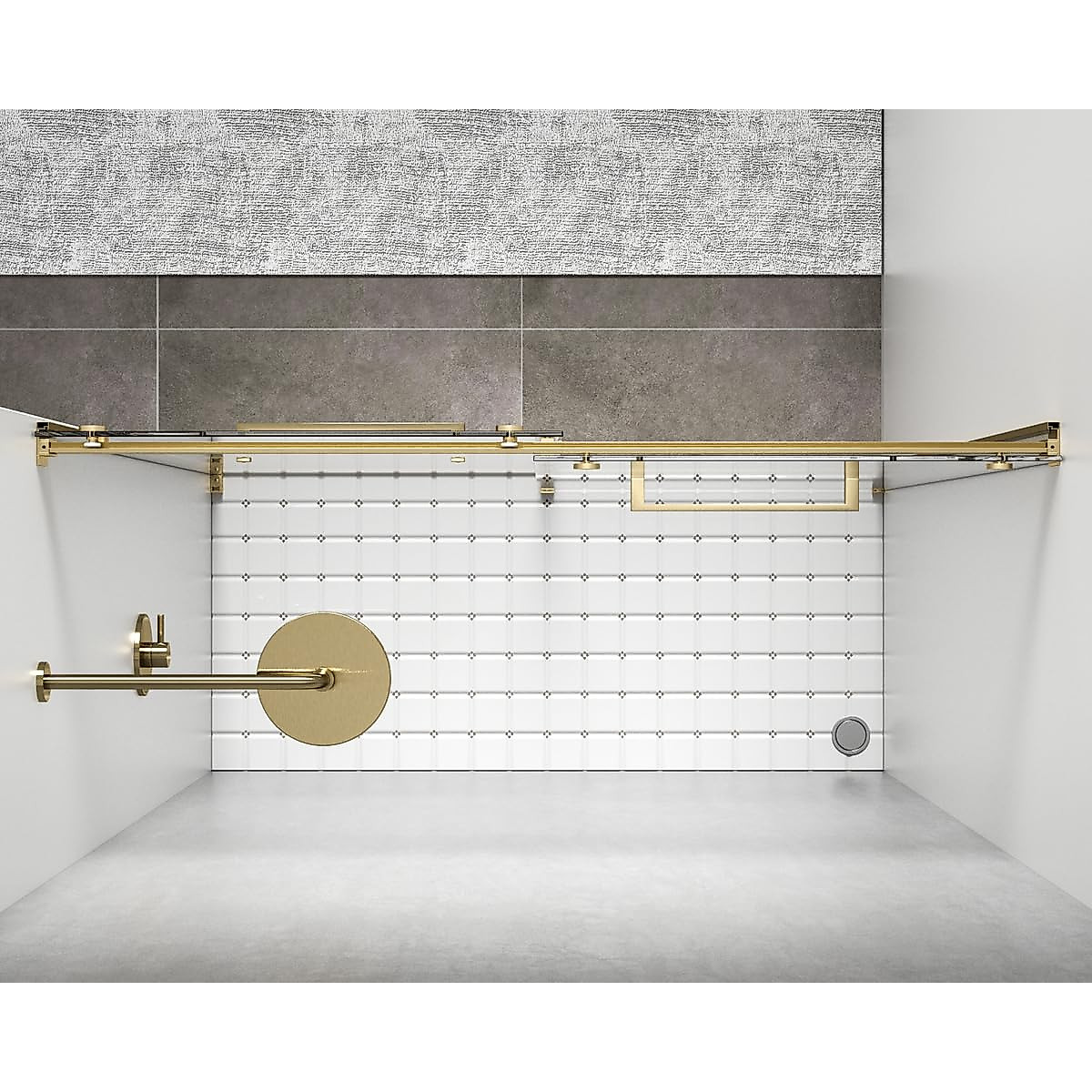 Elegant Kitchen and Bath SD202-6076BGD Frameless Shower Door 60 x 76 Brushed Gold
