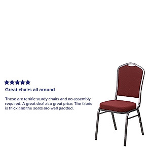 Flash Furniture HERCULES Series Crown Back Stacking Banquet Chair in Burgundy Patterned Fabric - Silver Vein Frame
