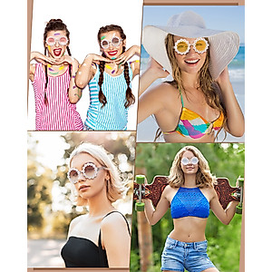 Yunsailing 12 Pairs Flower Sunglasses for Women Daisy Sunglasses Adult Flower Sunglasses (Elegant Colors)