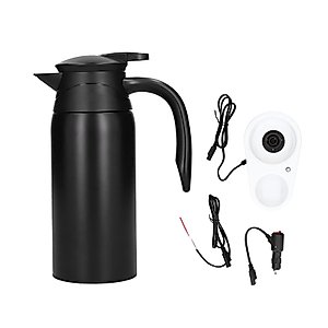 Tea Kettle Electric, 12V 24V Portable Insulation Water Heater Pot 800Ml Car Kettle Hot Water Kettle Electric, For Car, Traving Caming(12V/24V black)