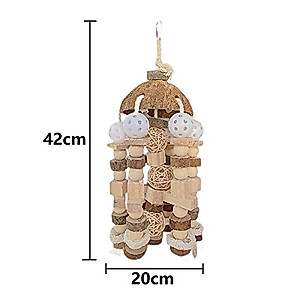 AIRUIFENG Bird Parrot Toy, Large Parrot Toy Natural Wood Blocks Chewing Toy for African Grey Cockatoos Amazon Conure Eclectus Medium Large Parrot Birds