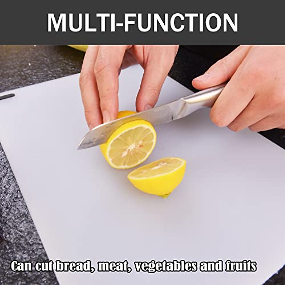 Palaxe Plastic Cutting Boards pro Non-slip with Silicon Feet, Dishwasher Safe Chopping Boards, Grip Handle, Rubber, Easy to Clean for Kitchen, family, Outdoors (White B)