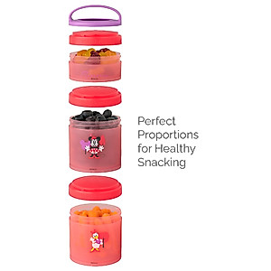 Whiskware Disney Stackable Snack Containers for Kids and Toddlers, 3 Stackable Snack Cups for School and Travel, Minnie and Daisy