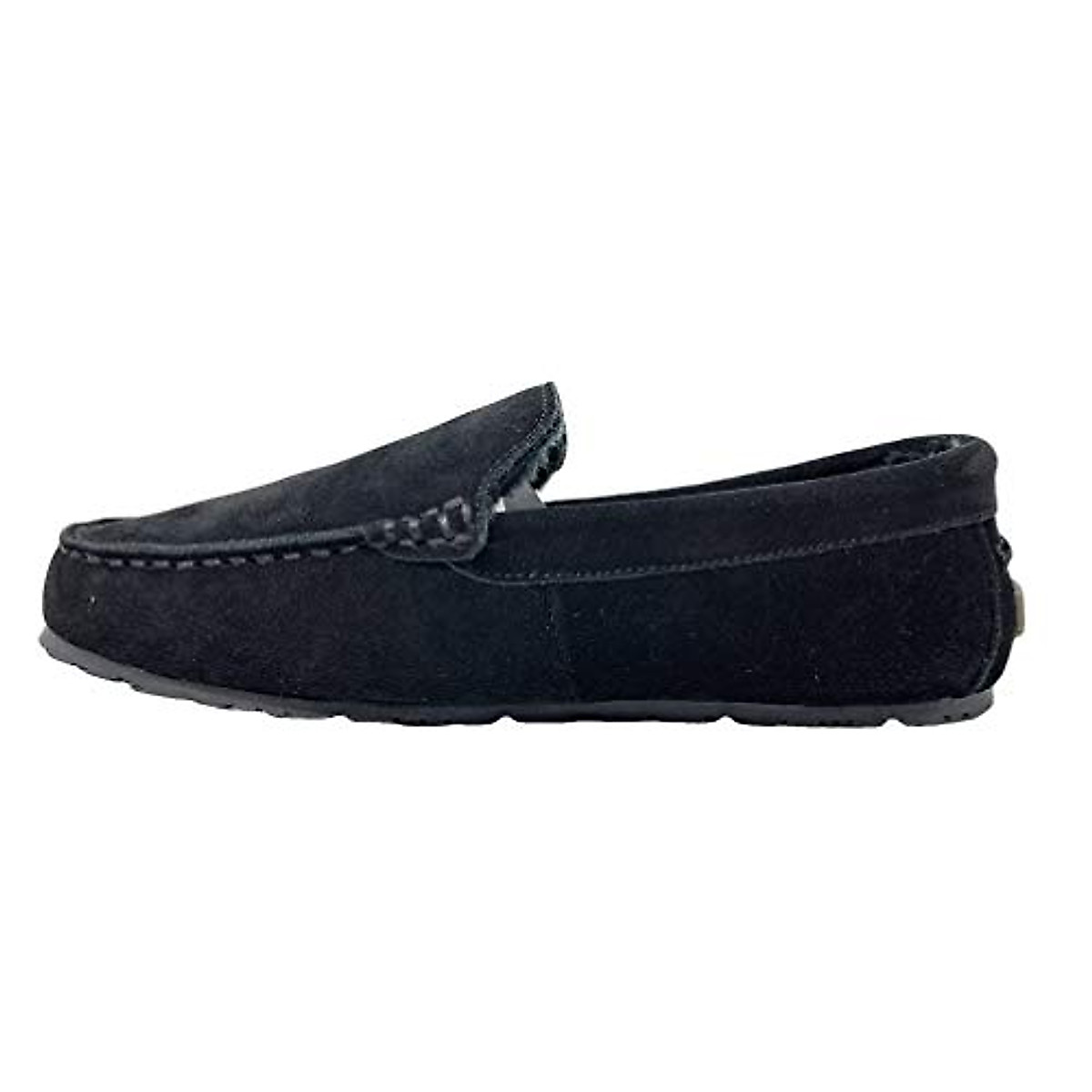 Clarks Mens Suede Moccasin Slippers Warm Cozy Indoor Outdoor Plush Faux Fur Lined Slipper For Men (9 M US, Black)