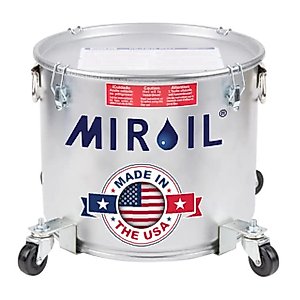 MirOil 40LC Restaurant Oil Caddy | Gasketed Safety Lid with Quick Lock Clips | Fryer Capacity Up to 35 lbs | Caster Wheel Base Included