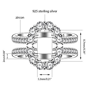 Uloveido Womens 925 Sterling Silver CZ Pave Ring Guard Enhancer for Oval Solitaire Rings Wedding Engagement Set Y2470 (Size 7)
