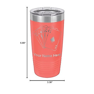LaserGram 20oz Vacuum Insulated Tumbler Mug, Royal Flush Poker Cards, Personalized Engraving Included (Coral)