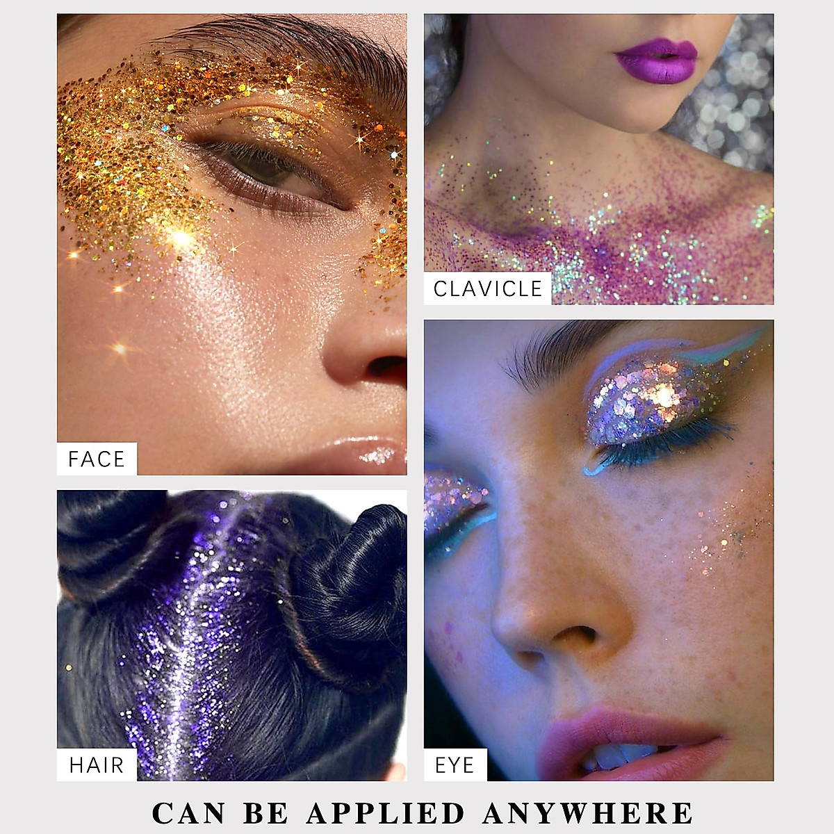 HOSAILY Gold Body Glitter Stick, Mermaid Sequins Face Glitter Gel, Holographic Chunky Glitter Face Paint for Singer Concerts Music Festival Rave Hair Accessories Sparkling Glitter Makeup for Women 01#