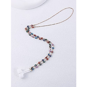 Female Magnetic Anti-Lost Straps Holder Gold Chain Colorful Eye Beads Necklace Leash String for Airpods Pro 3 2, 72cm (Colorful Beads), 28.35X0.43X0.43inches (FDL-001)