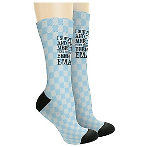 ThisWear Funny Office Gifts For Women I Survived Another Meeting That Should Have Been An Email 1-Pair Novelty Crew Socks