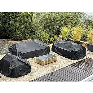 Turtle Life Patio Sofa Cover, Outdoor Heavy Duty Durable UV Water Resistant Anti-Fading Loveseat Cover with 2 Upgrade Air Vents and 2 Buckles, Black, 84" W x 37" D x 35" H