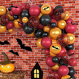 Magic Wizard School Balloon Garland Arch Burgundy Black Gold Latex Balloons Confetti Balloon Bat Sticker Tie Glasses Frame Set for Baby Shower Birthday Party Decorations