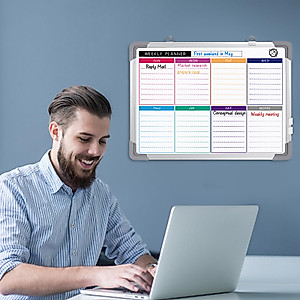 Small Weekly Dry Erase Board for Wall, ARCOBIS 12" x 16" Magnetic Calendar Whiteboard, Hanging Double-Sided White Board for Planning, Memo, to Do List, Drawing, School, Home, Office