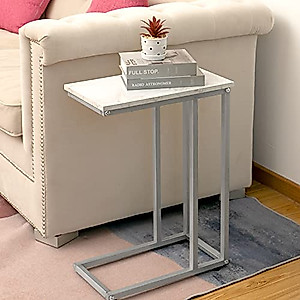 AZL1 Life Concept Chrome Accent Metal Base C Table for Living Room Bedroom Balcony Family and Office, White 2