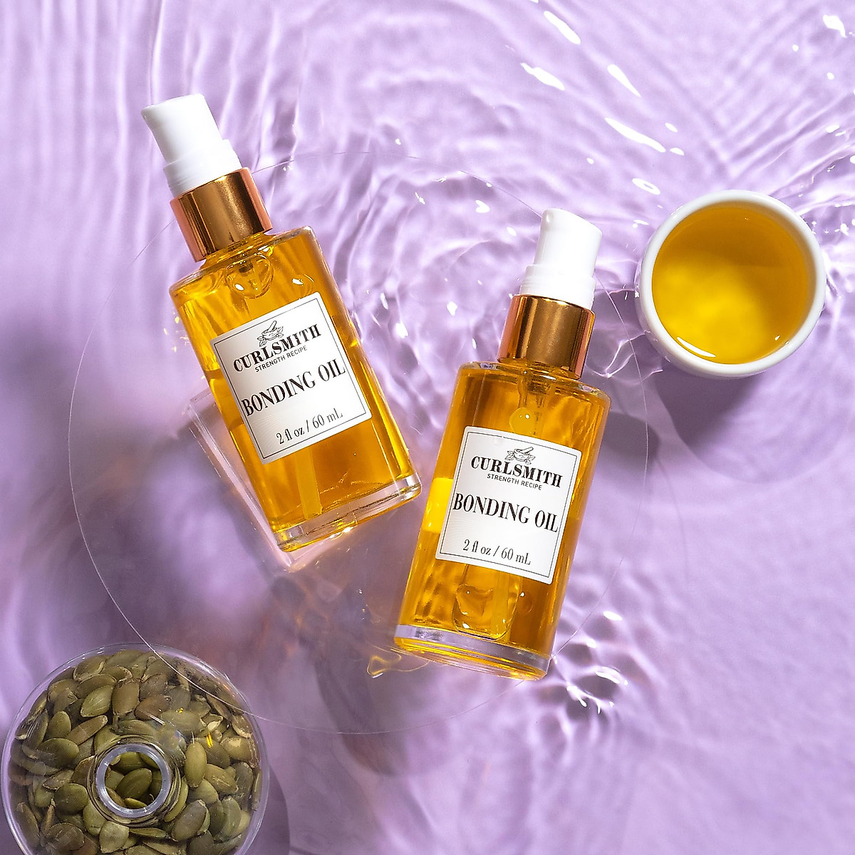 CURLSMITH – Bonding Oil, Lightweight Finishing Oil, For All Hair Types Including Dry & Damaged (60ml/2 fl oz)