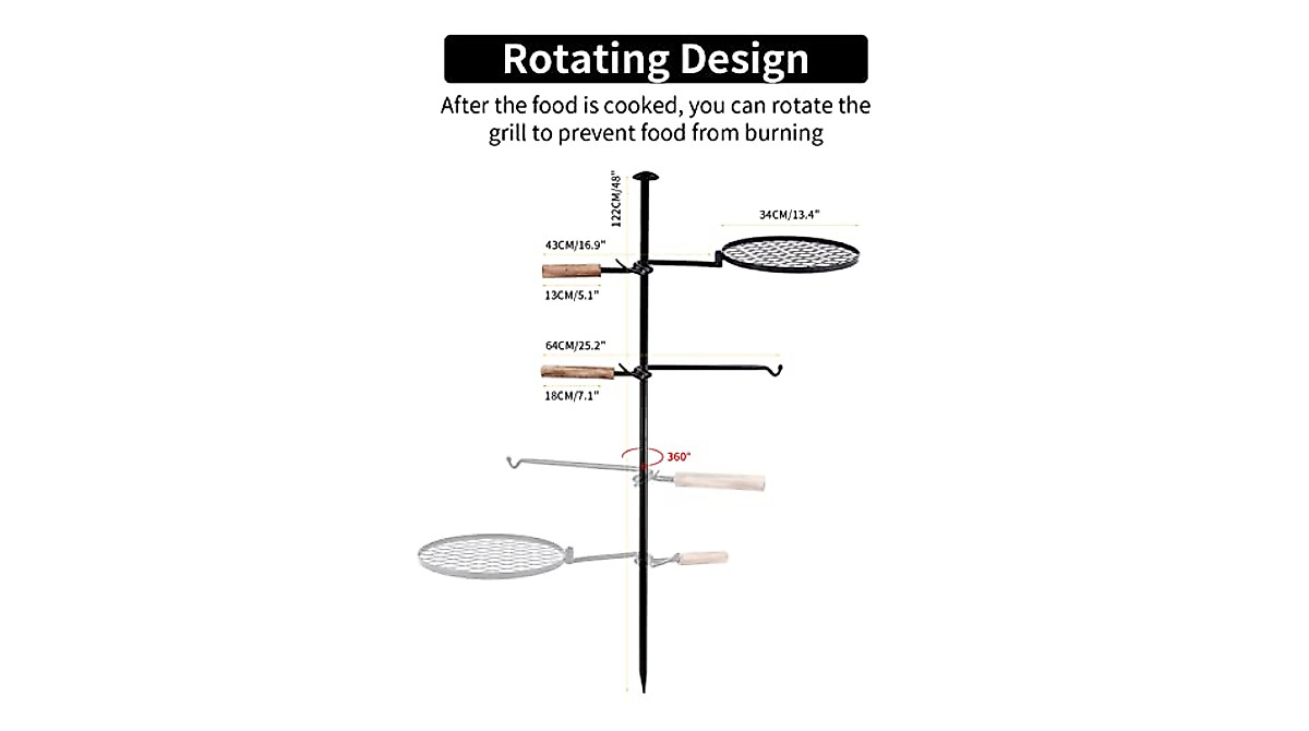 Swivel Campfire Grill Grate, Adjustable Fire Pit Grill, Camping Grill ...