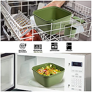 shopwithgreen 52 OZ to Go Salad Container Lunch Container, BPA-Free, 3-Compartment for Salad Toppings and Snacks, Salad Bowl with Dressing Container, Built-in Reusable spoon, Microwave Safe
