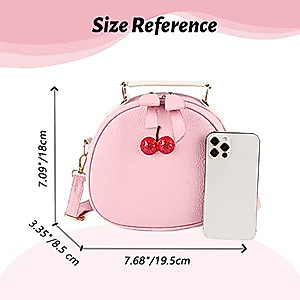 SUKUTU Women Cute Cherry Tote Handbag Girls Small Circle Round Crossbody Shoulder Bag Clutch Purse
