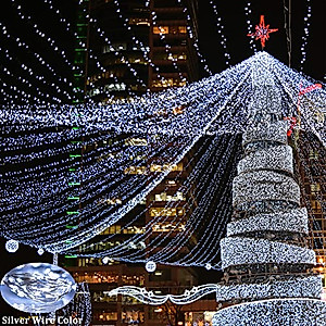 Hemasxing 2 Pack Solar Fairy Lights Waterproof Outdoor, 33ft 100 LED 8 Modes Solar String Lights for Porch Balcony Garden Patio Christmas Decoration (White)