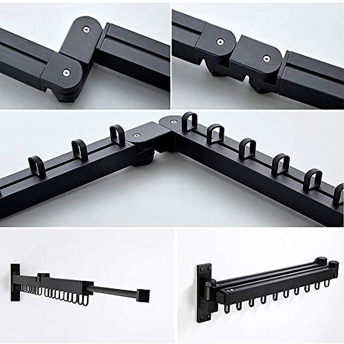 uyoyous Clothes Drying Rack 7.6 lbs Folding&Retractable 3-Level Wall Mount Space Saver Clothes Hanger with Towel Bar Laundry Drying Rack for Indoor Outdoor -Matte Black