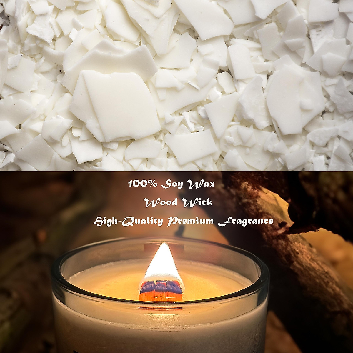 (Frankincense & Myrrh) Wooden Wick, 100% Soy, Highly Scented, Hand Poured Soy Candle, 8 oz