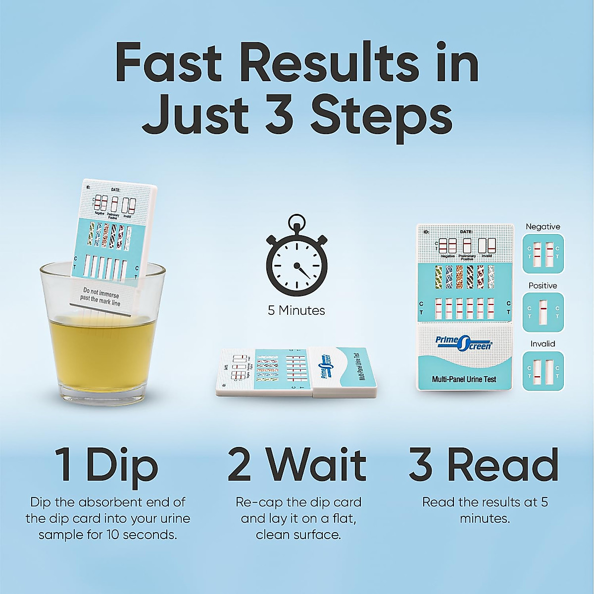 Prime Screen [5 Pack] 5 Panel Urine Drug Test Kit - Testing Instantly for 5 Different Drugs AMP, COC, MET (Meth), OPI, THC (Marijuana) - WDOA-254