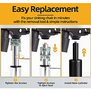 MASTERY MART Gas Lift Cylinder Replacement - 4'' Travel Length with Removal Tool, 1000 lbs Capacity, Universal Size Fits Most Office Chairs - Hydraulic Pneumatic Shock Piston - Class 4 (Matte Black)