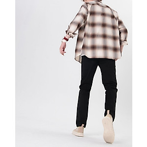 Plaid&Plain Men's Slim Fit Khaki Pants Men's Tapered Chino Pants 8801Black 32X32