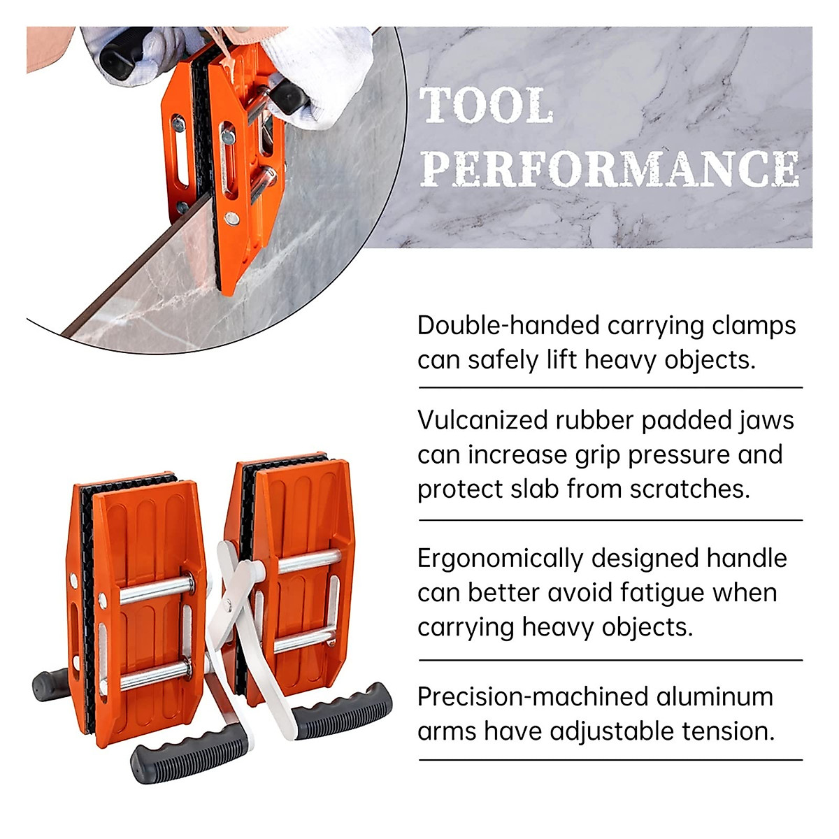 Stone Seamless Seam Setter Granite Carrying Clamps Double Handed Stone Panel Carriers Lifter Tools For Lifting Quartz Worktops Slabs Marble(Color:1 PC)