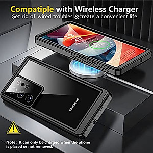 Oterkin for Samsung Galaxy S23 Ultra Case Waterproof,S23 Ultra Case with Built-in Screen&Camera Protector,360° Full Body Protection Dustproof Shockproof Heavy Duty Rugged Case for S23 Ultra-Black