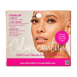 iENVY False Eyelashes Faux Mink Color Couture Mixed Colored Lashes Maximum Fluffiness and Volume Fake Eyelashes (Tint Pink)