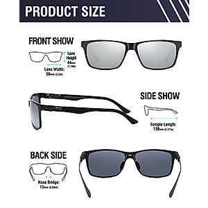 DUCO Square Polarized Sunglasses for Men LightWeight Carbon Fiber UV400 Protection Sun Glasses 8206